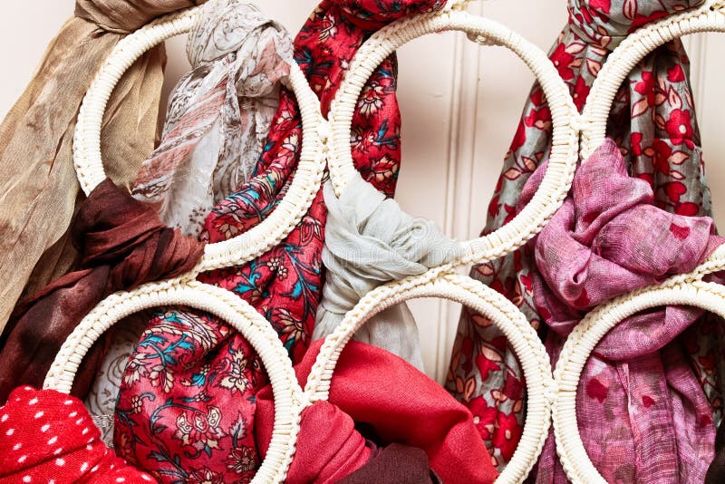 Hanging scarfs stock photo. Image of casual, cotton, background - 54603426
