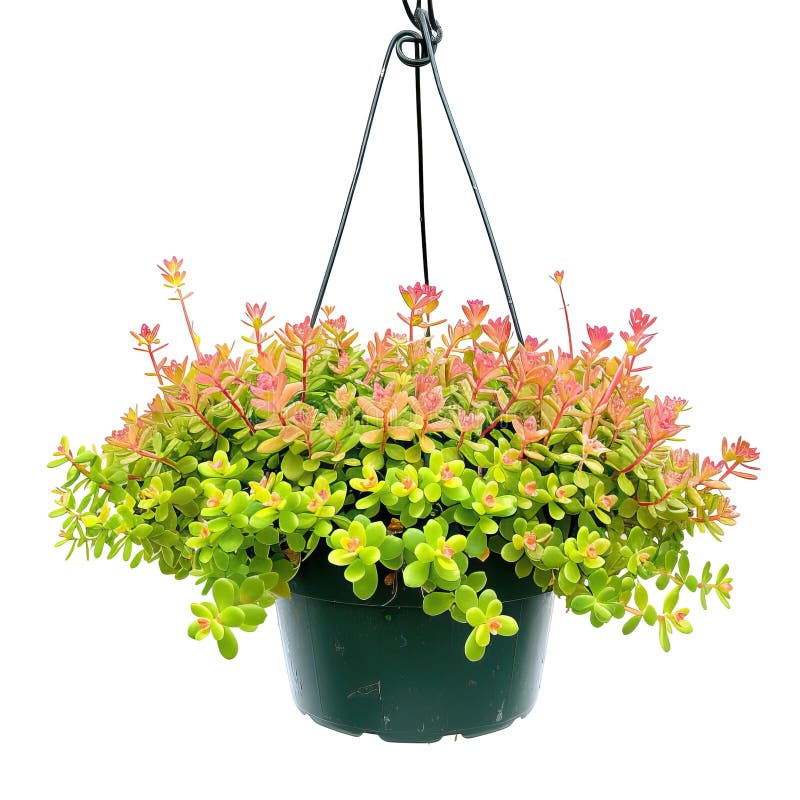 Hanging Sedum Succulent Plant Isolated on White Stock Photo ...