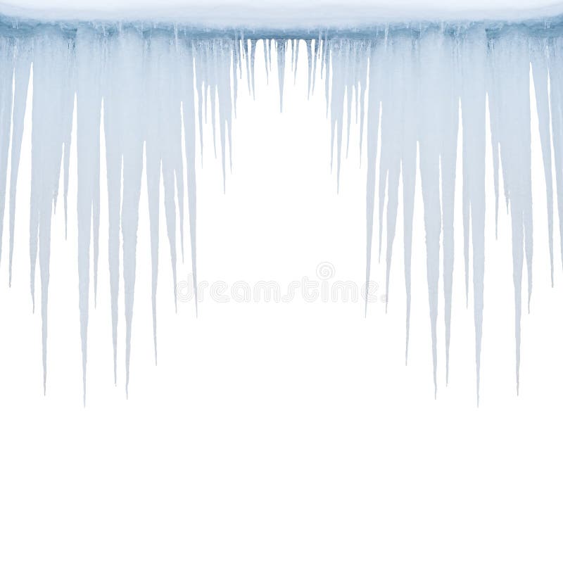 Hanging Sharp Transparent Icicles in Winter Stock Photo - Image of ...