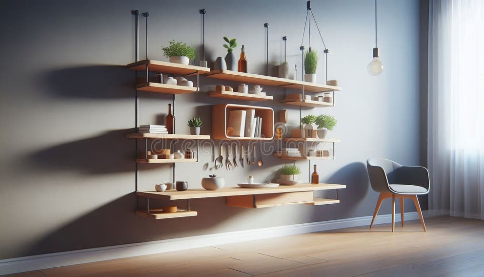 Hanging Shelf Space Saving Wall Mounted Shelf with Hidden Bracke Stock ...