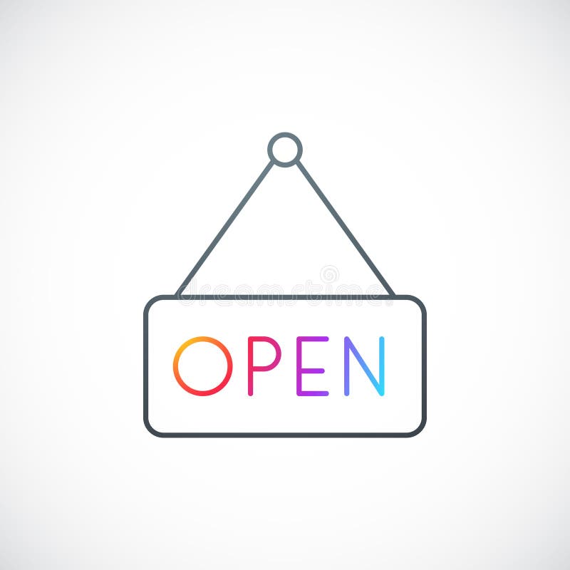 Hanging Sign with Text Open. Stock Vector - Illustration of isolated ...