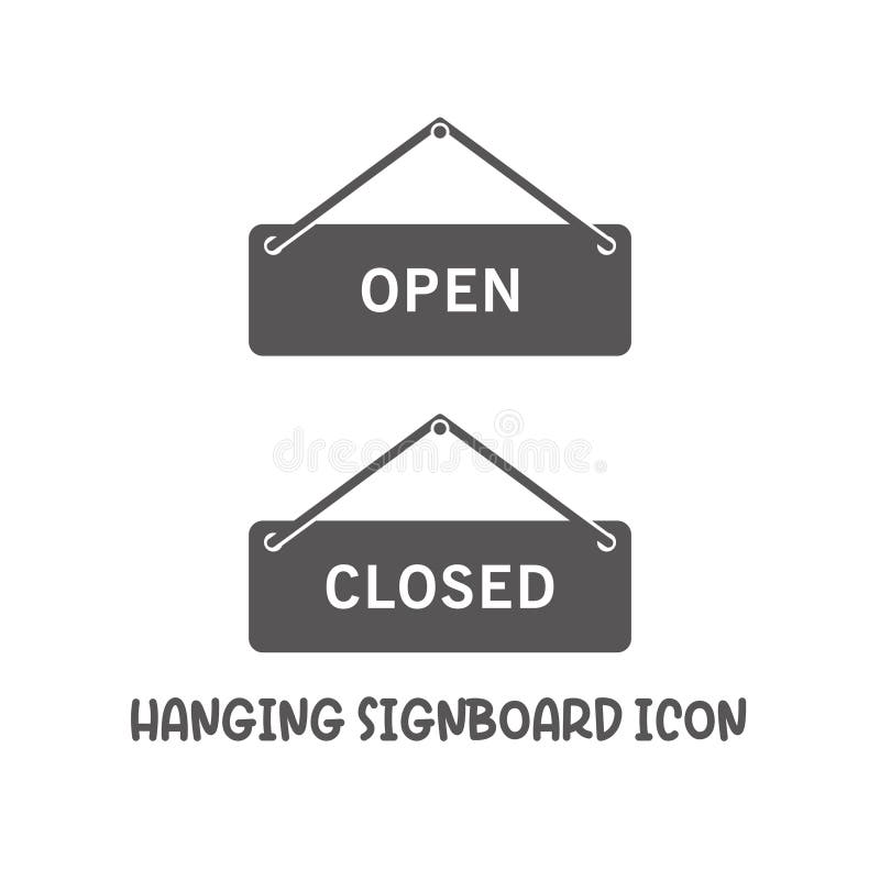 Hanging Signboard Open Closed Icon Simple Flat Style Vector ...
