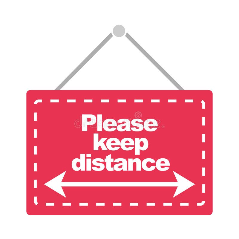 Hanging Signboard Please Keep Distance Text Flat Icon Stock Vector ...