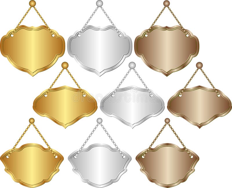 Hanging signs stock vector. Illustration of bronze, chain - 33188764