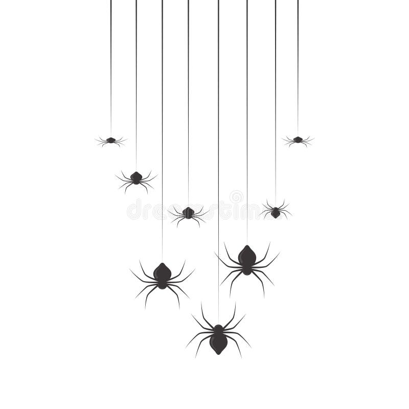Hanging Spiders. Halloween Set Design Vector Illustration Stock Vector ...