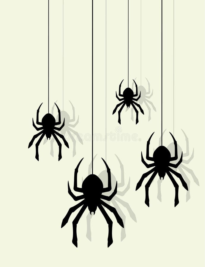 Vector hanging spiders stock vector. Illustration of catch - 23990460