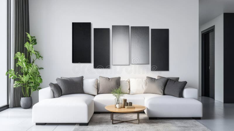 Hanging Split Panel Canvas Mockup Stock Image - Image of collection ...