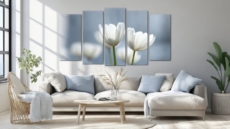 Hanging Split Panel Canvas Mockup Stock Image - Image of design, indoor ...