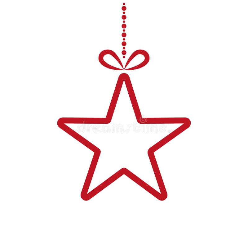 Hanging Star with Bow, Christmas Decorations, Red Design Element ...