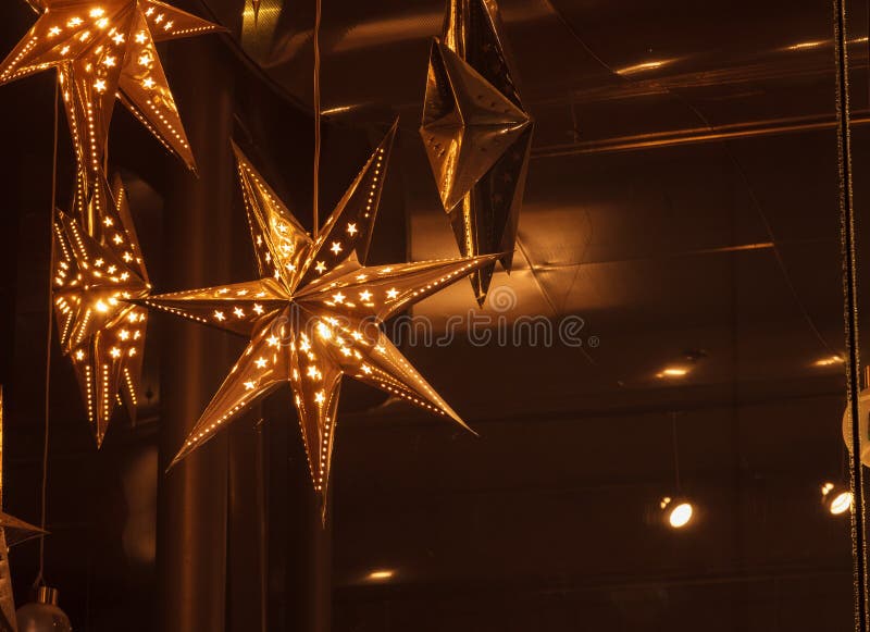 Hanging Star Lantern Lights Stock Image - Image of fabric, classic ...