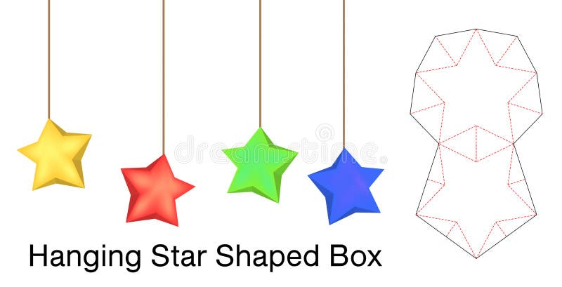 Hanging Star Shaped Box Mockup with Die Line Stock Vector ...