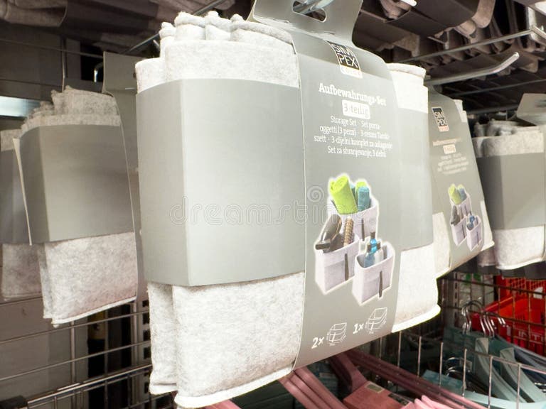 Hanging Storage Box Set Display in Store Editorial Image - Image of ...