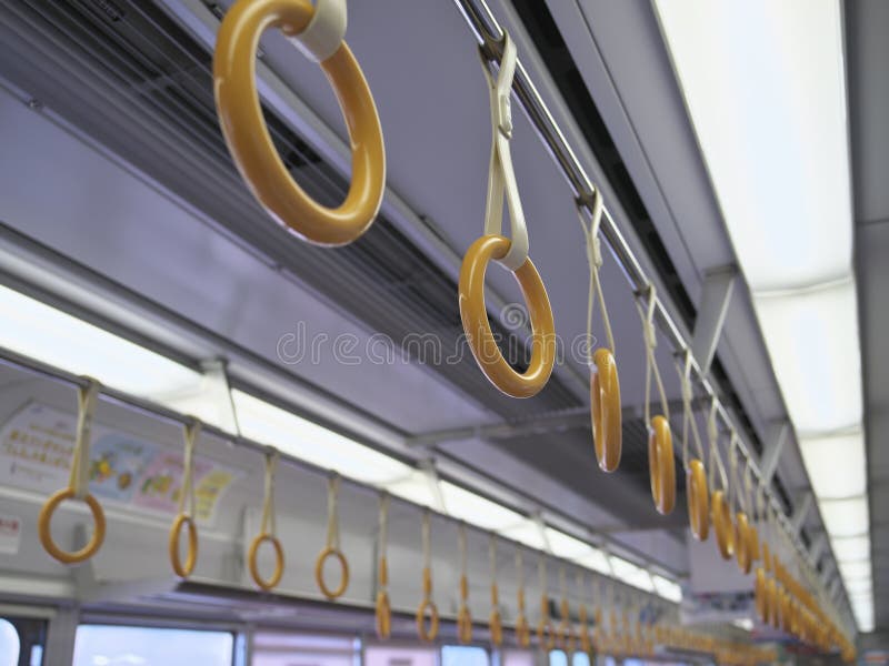 Hanging Straps in a Commuter Train in Japan Stock Image - Image of ...