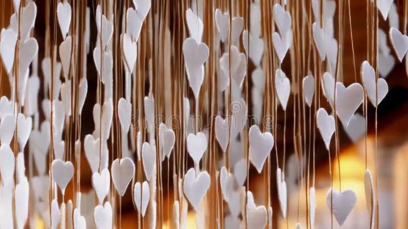 Hanging on Strings Tiny White Hearts. Heart As a Symbol of Affection ...