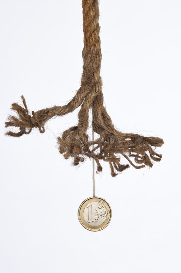 Cut Rope Hanging by a Thread Isolated on White Stock Image - Image of ...