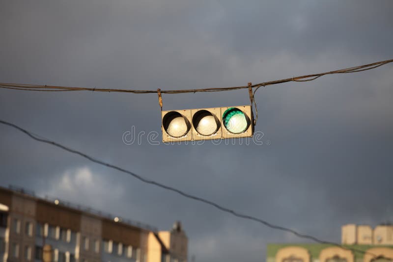 Hanging traffic light stock image. Image of cable, hook - 37533231