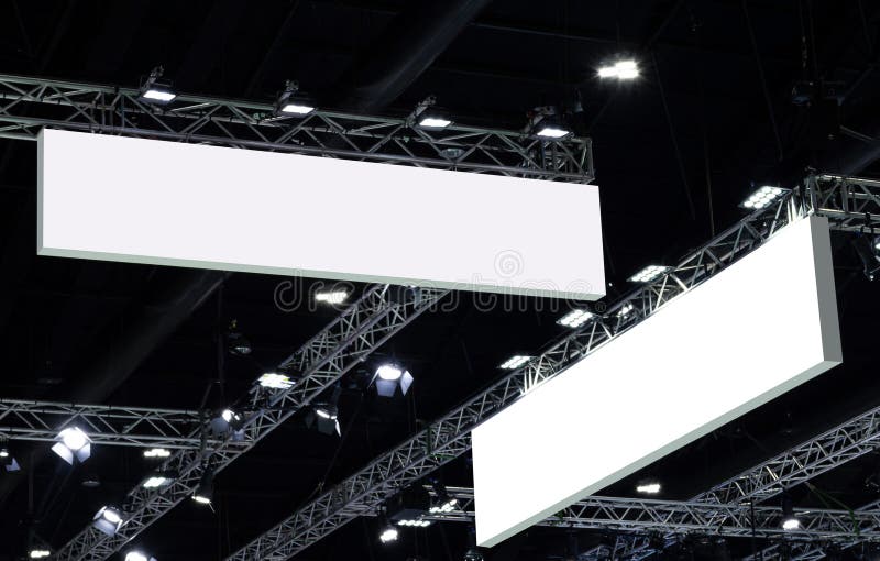 Hanging Two Mock Up White Horizontal Billboard with Clipping Path for ...