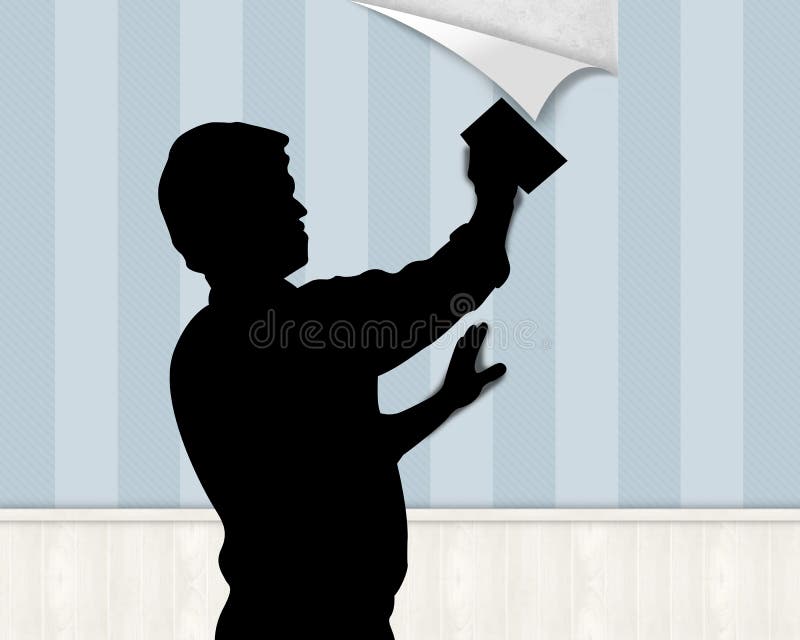 Hanging up wallpaper stock illustration. Illustration of home - 4434026