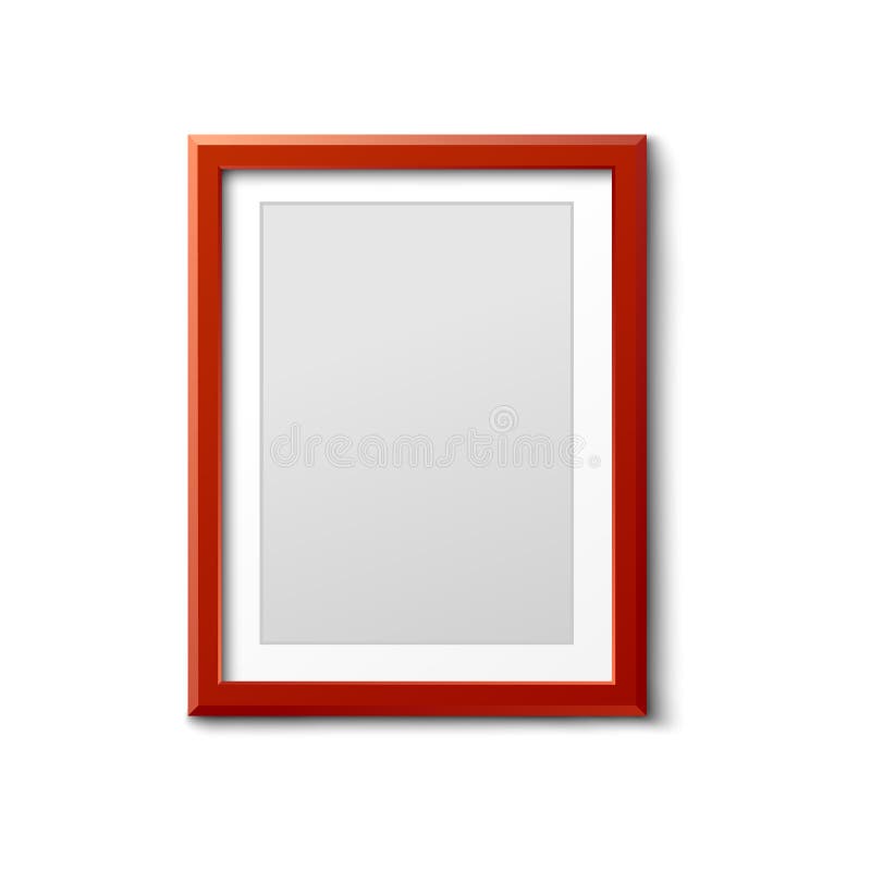 Hanging Vertically Photo Red Frame Mockup Realistic Vector Illustration ...