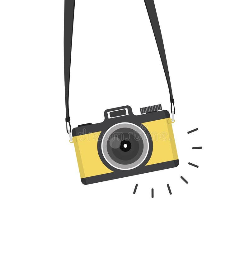 Hanging Vintage Camera on Isolate White Background Stock Vector ...