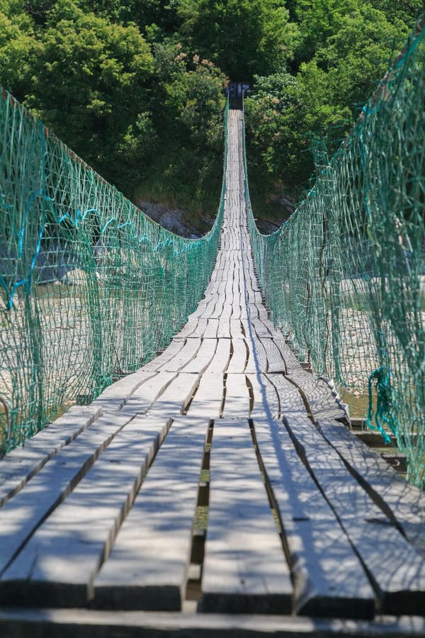Hanging Walking Bridge Across Gorge of the River Stock Image - Image of ...