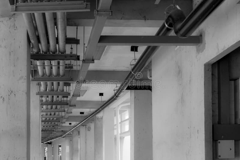 Hanging Water and Fire Pipes Stock Image - Image of white, interior ...