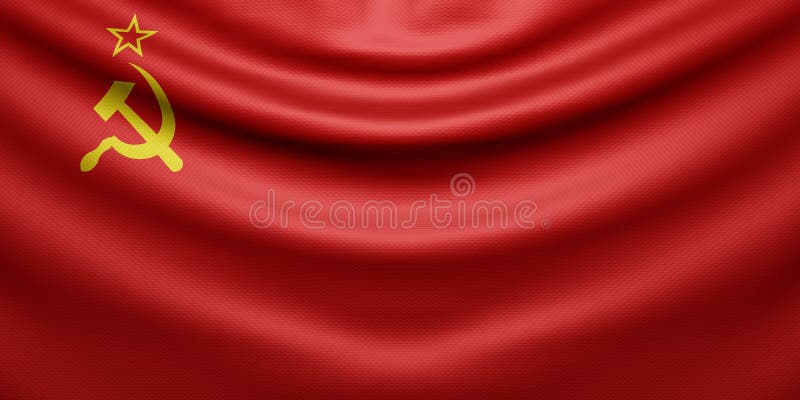 Hanging Wavy National Flag of Soviet Union with Texture. 3d Render ...