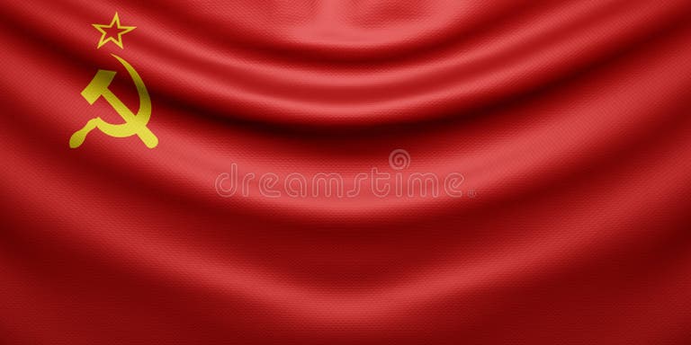Hanging Wavy National Flag of Soviet Union with Texture. 3d Render ...