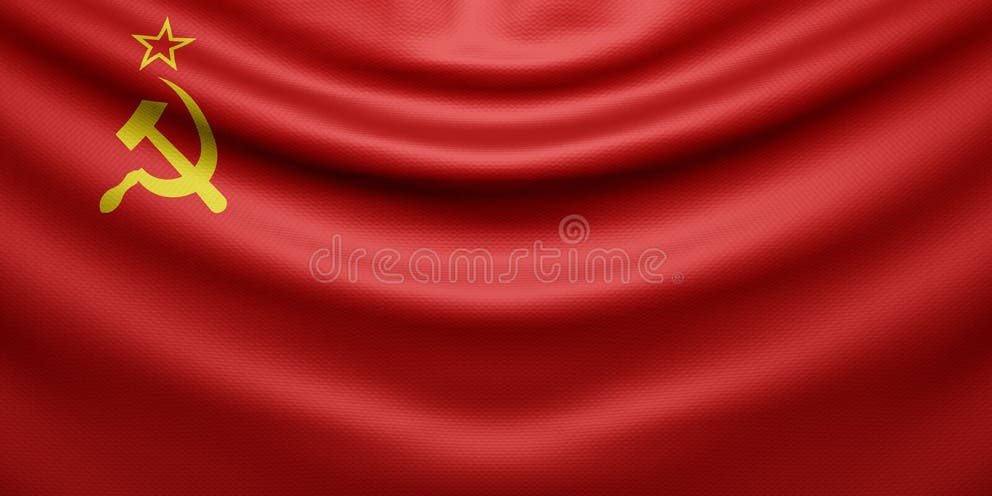 Hanging Wavy National Flag of Soviet Union with Texture. 3d Render ...