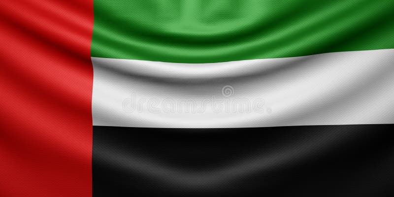 Hanging Wavy National Flag of United Arab Emirates with Texture. 3d ...