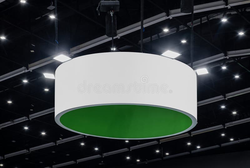 Hanging White Banner Horizontal Circle Billboard Stock Image - Image of ...