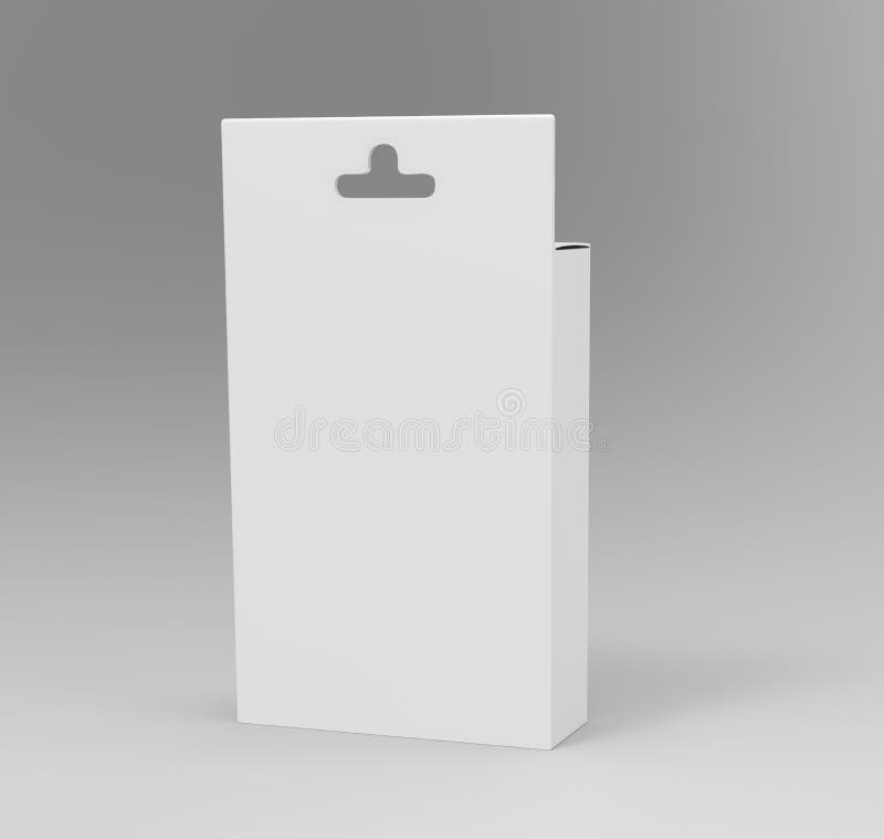 Hanging White Blank Cardboard Packaging Box with Hang Tab Retail Box ...