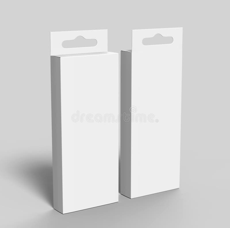 Hanging White Blank Cardboard Packaging Box with Hang Tab Retail Box ...