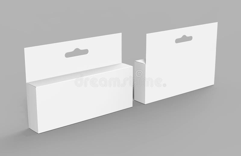 Hanging White Blank Cardboard Packaging Box with Hang Tab Retail Box ...