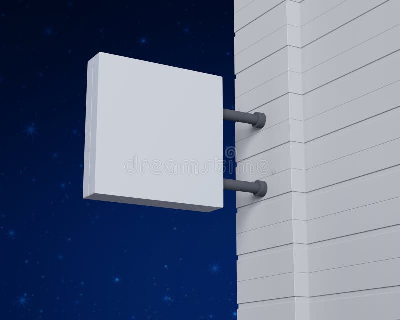 Hanging White Square Signboard Mockup, 3D Rendering Stock Illustration ...