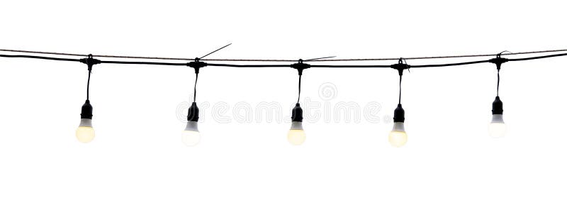 The Hanging Wires Bulb Lighting for Decoration Isolate on White Stock ...
