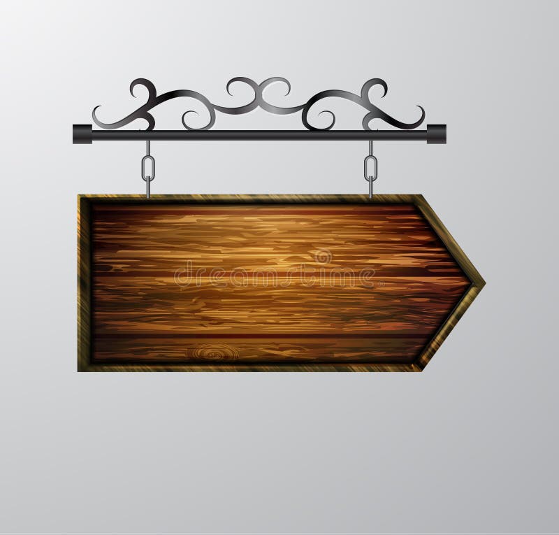 Hanging, Wooden Board Vector, Wooden Object for Text. Stock Vector ...