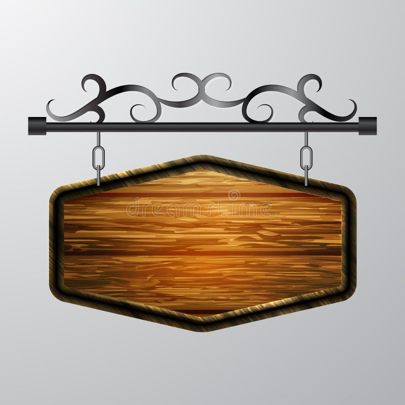 Hanging Wood Sign Board Vector