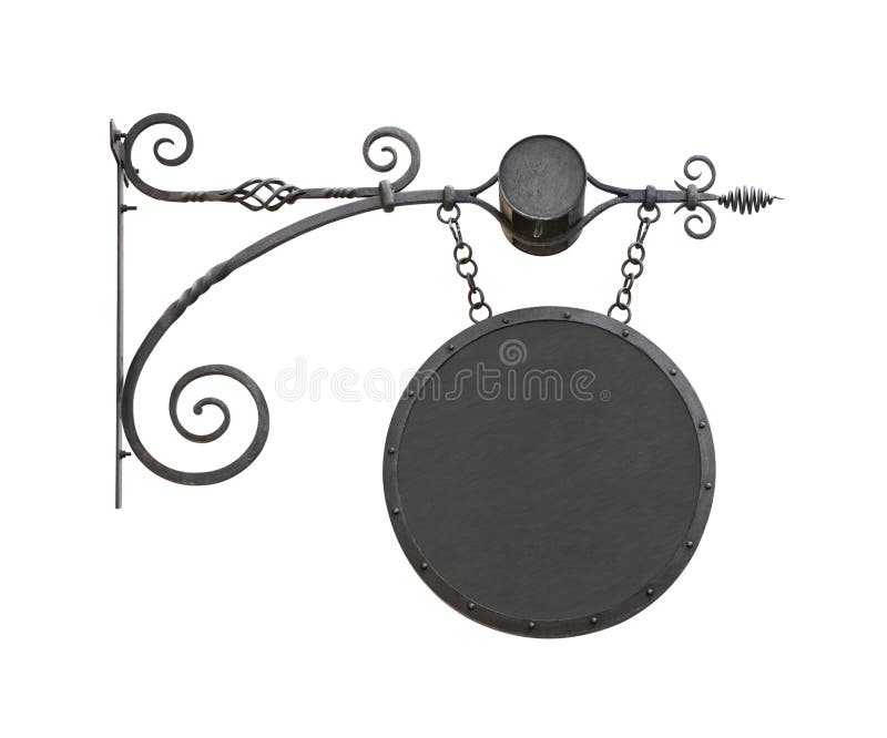 Hanging Wrought-iron Notice Sign Cutout Stock Photo - Image of large ...