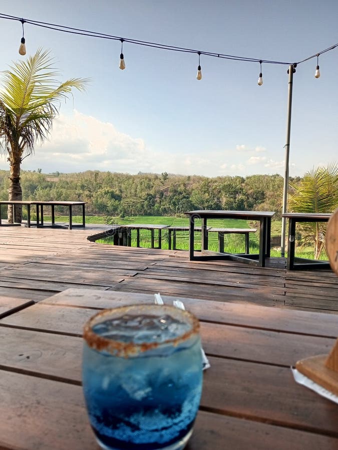 A Hangout with a View of Rice Fields and Trees Adds To the Enjoyment of ...