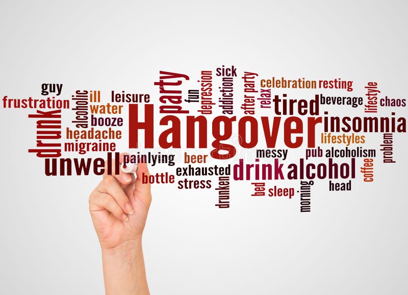 Hangover Word Cloud and Hand with Marker Concept Stock Illustration ...