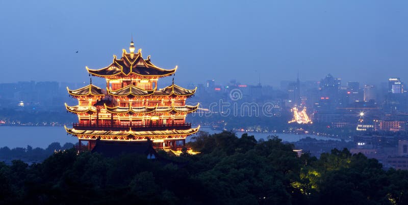 Hangzhou Chenghuang Pavilion Scenery Stock Photos - Free & Royalty-Free ...