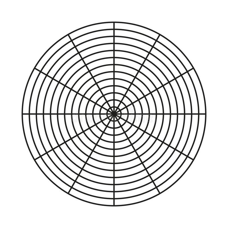 Polar Grid of 12 Segments and 12 Concentric Circles. Wheel of Life ...