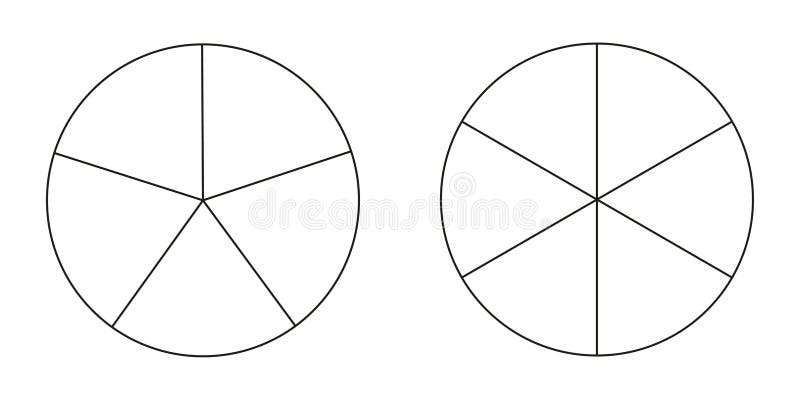 Pie Chart, Diagram Set, Five and Six Sections or Steps. Circle Icons ...