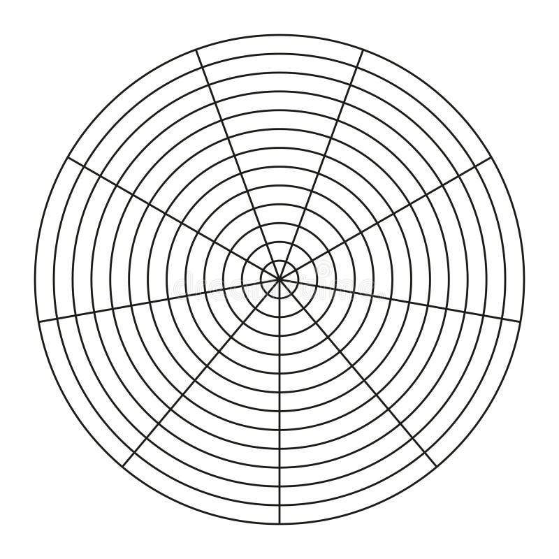 Polar Grid of 9 Segments and 12 Concentric Circles. Wheel of Life ...