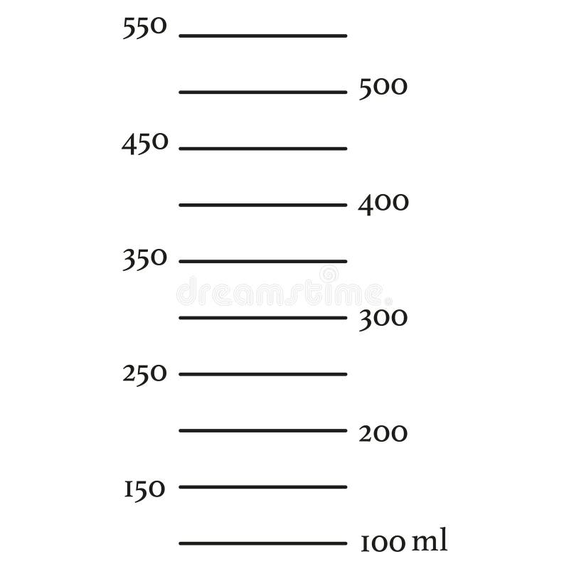 Scale 550 Ml Liquid Volume Template. Measuring Cup, Jug To Preparing ...