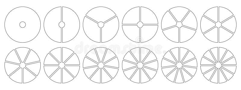 Pie Chart Templates. Circle Divided on Equal Slices. Wheel Diagrams ...