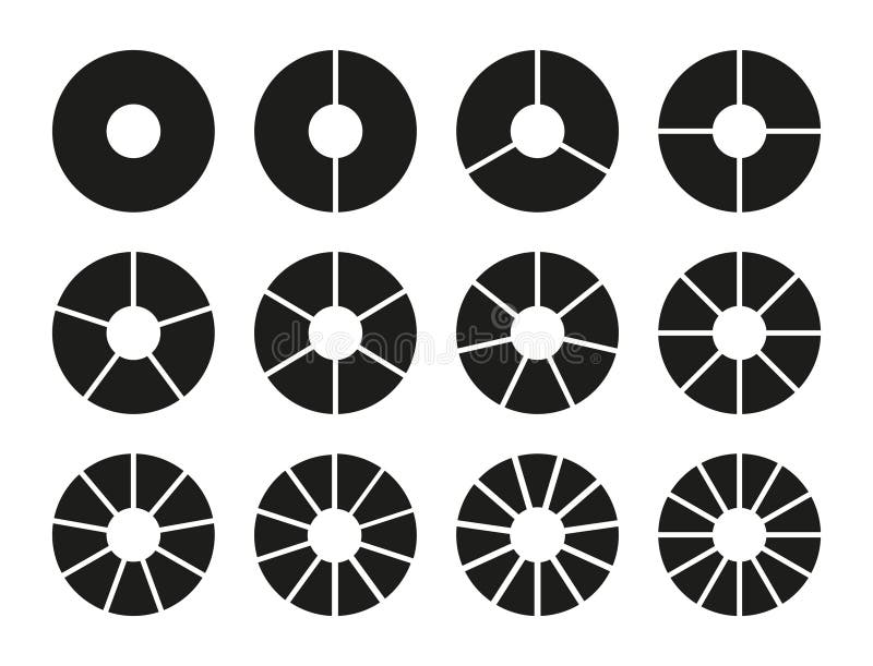 Collection of Circles Division on Equal Parts. Set of Infographic ...