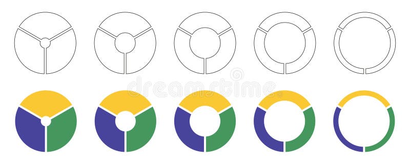 Wheels Round Divided, Three Sections. Diagrams Infographic Set. Circle ...