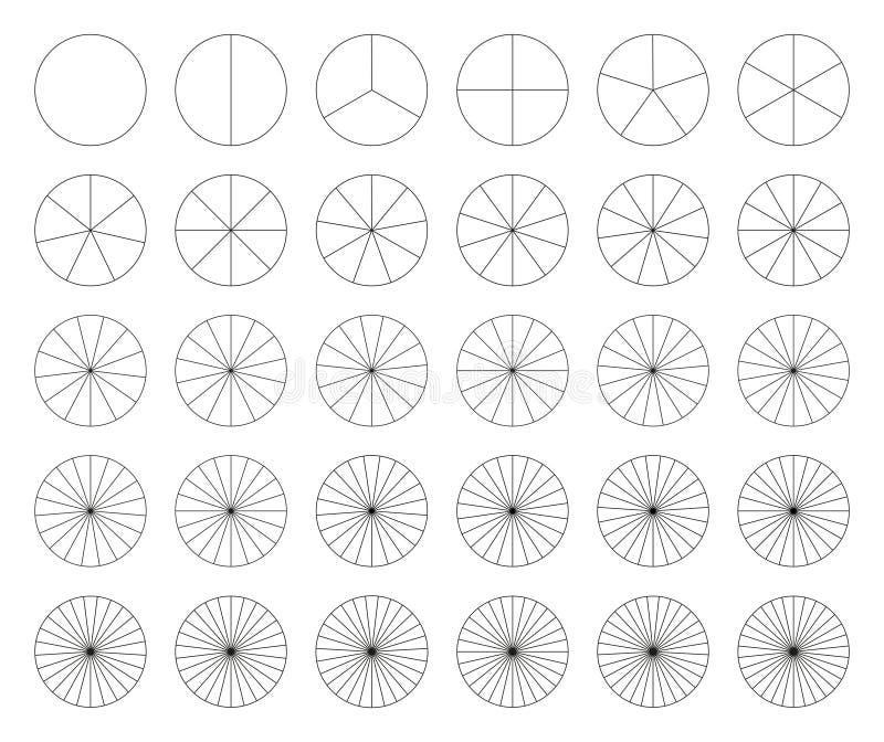Charts Collection. Pie Charts. Sectors Divide the Circle on Equal Parts ...